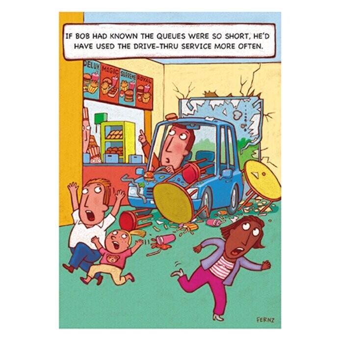 Drive-Thru Burger Funny Bob On Birthday Greeting Card Fernz Humour Cards on OnBuy