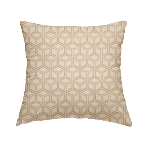 Chenille Fabric Geometric 3D Cube BrownPattern Cushions Piped Finish ...