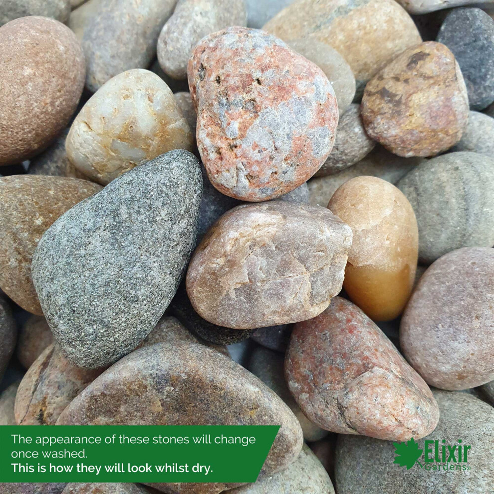 (Scottish Pebbles, 20kg x 1) Decorative Stone Coloured Pebbles Cobbles ...