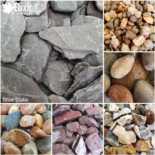 (Blue Slate, 20kg x 7) Decorative Stone Coloured Pebbles Cobbles Slate ...