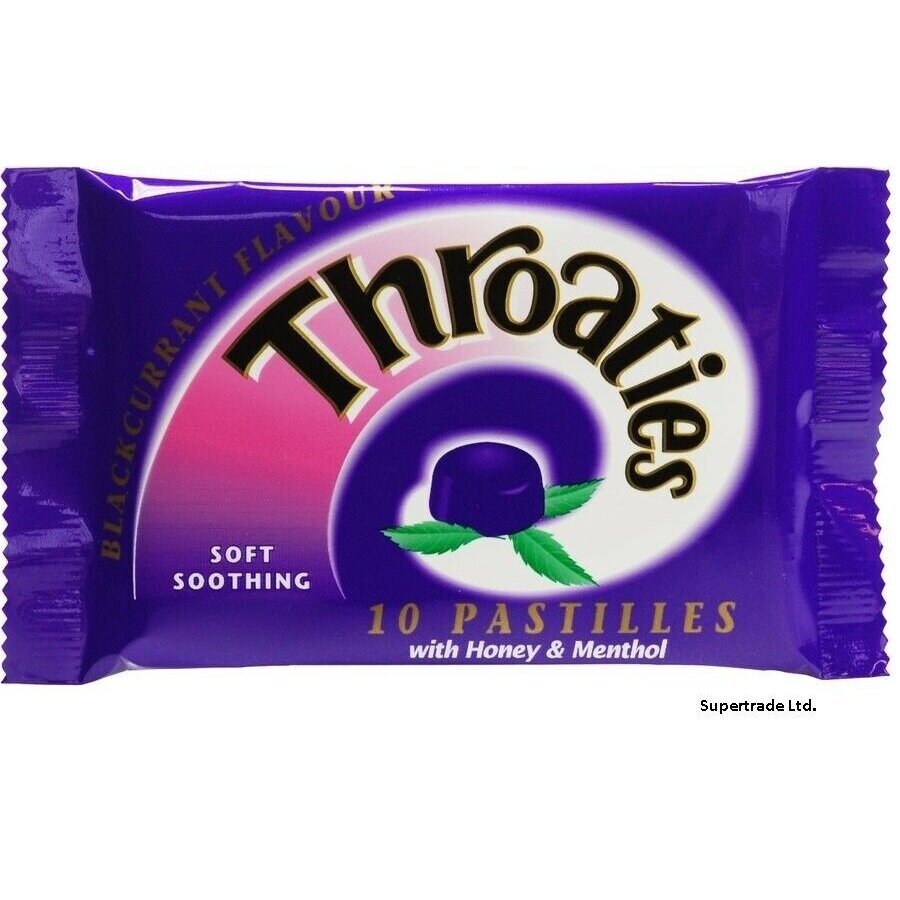 Throaties Blackcurrant Pastilles With Honey & Menthol For Throaty ...