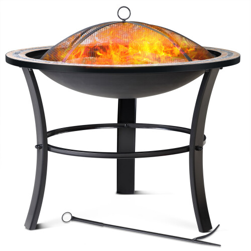 Round Barbecue Fire Pit Decorative BBQ Table Mosaic Round Trend on OnBuy