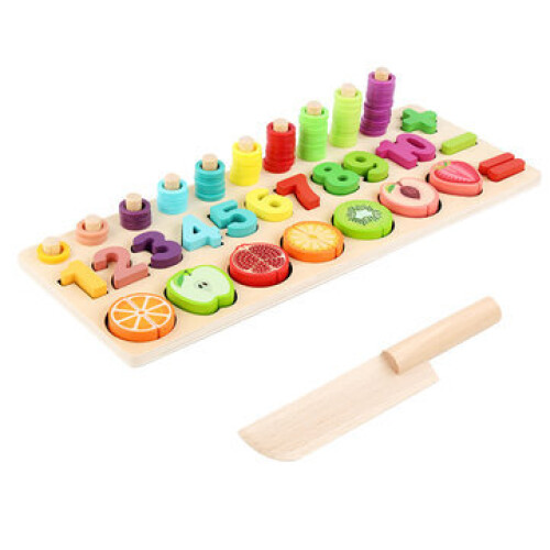 1Set Fruit Number Math Sorting Puzzles Blocks Toys Counting Stacker ...