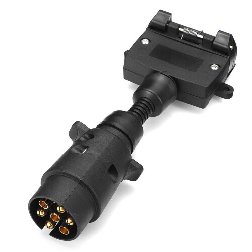 7Pin Round Female To 7 Pin Flat Female Trailer Adaptor Electric Towing ...