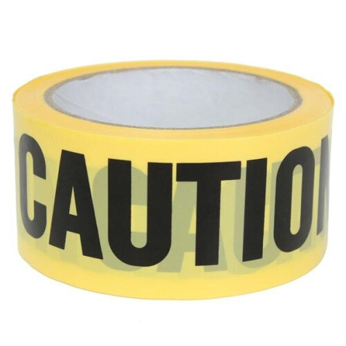 50m x 5cm Roll Yellow Caution Warning Adhesive Tape Sticker For Safety ...