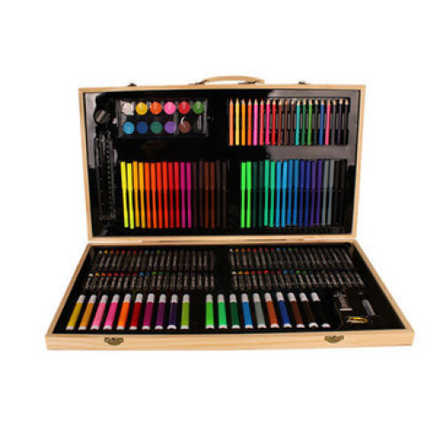 1 set 208 Pcs Wooden Box Painting Set Watercolor Pen Painting Tools ...