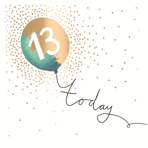 13 Today Balloon Birthday Greeting Card Foil Finished Ling Design Cards ...