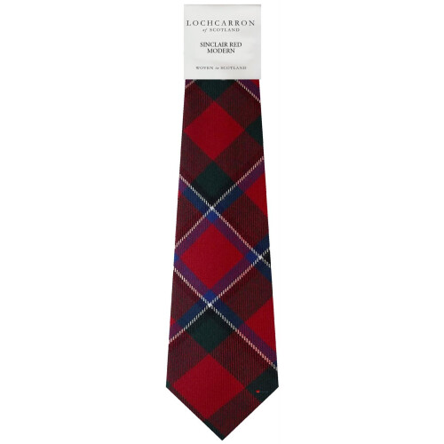 Gents Neck Tie Sinclair Red Modern Tartan Lightweight Scottish Clan Tie ...