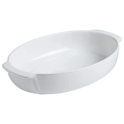 Pyrex Signature Ceramic Oval Roaster with Grips 35 x 23cm White on OnBuy