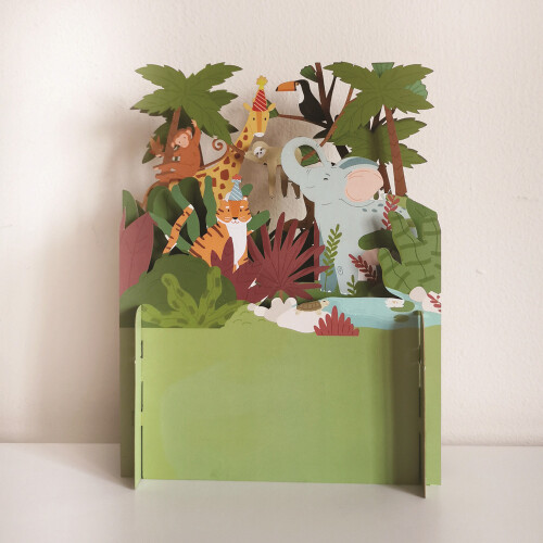 Children's Happy Jungle Animals 3D Pop Up Birthday Greeting Card By ...