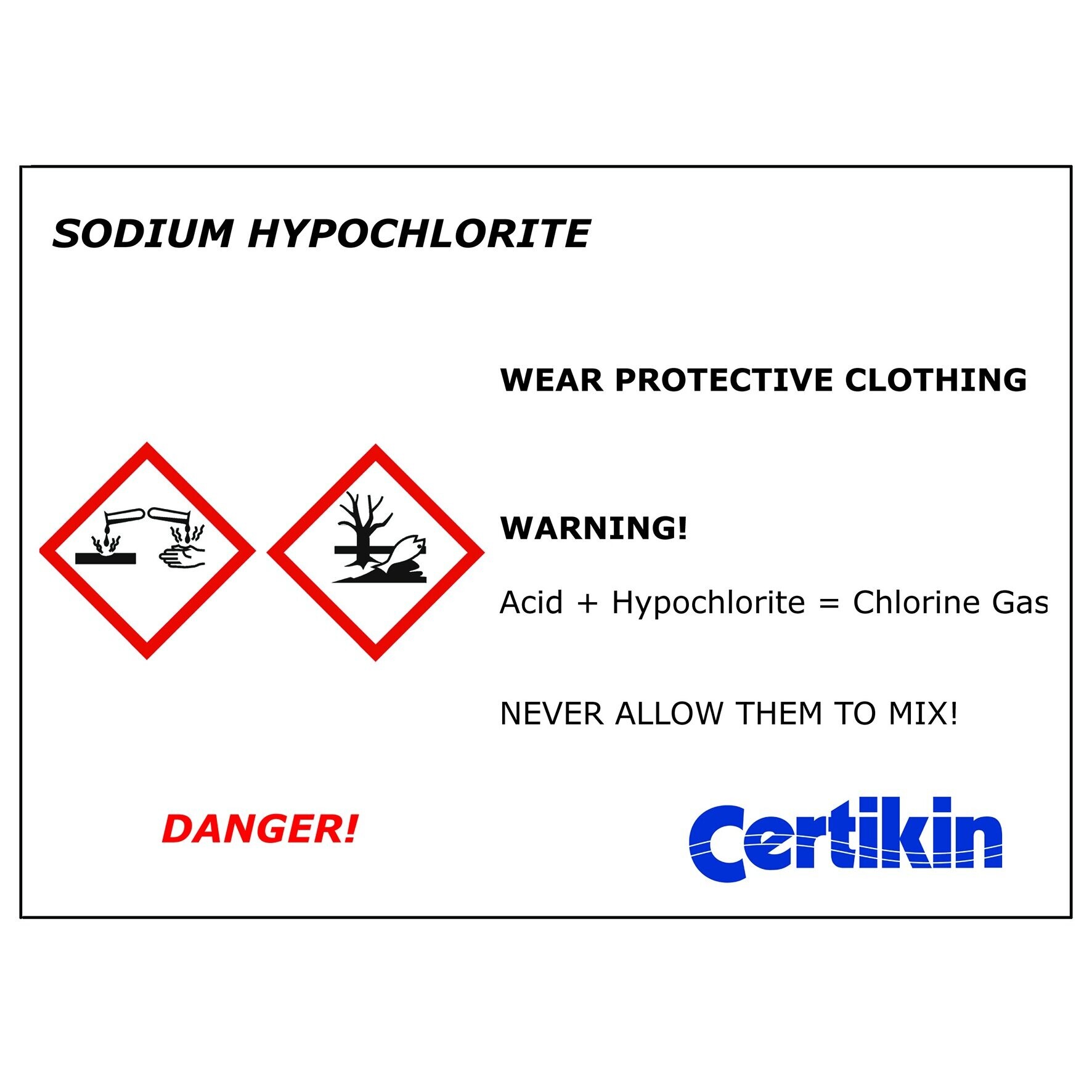 Certikin Sodium Hypochlorite Label (LBL01) on OnBuy