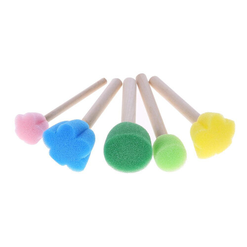 5pcs/set Sponge Painting Brushes DIY Wooden Sponge Graffiti Drawing ...