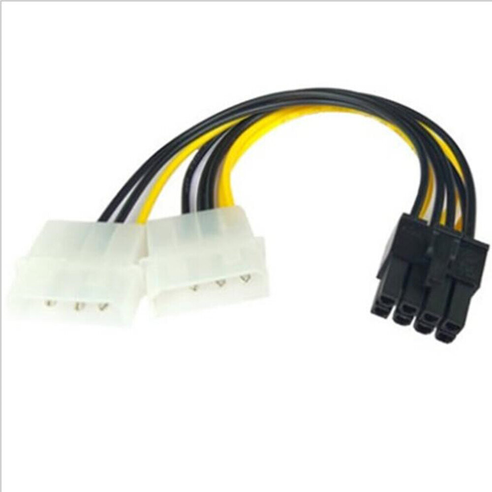 Dual Molex LP4 4 Pin to 8 Pin PCI-E Express Converter Adapter Power Cable Wire Jun21 ...