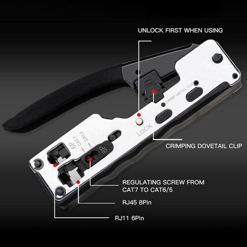 Combo Network Rj45 Tool Telecom Crimping Crimper For Rj45 Cat7 Cat6A ...