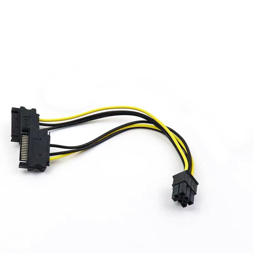 SATA 2x15Pin to Graphics card PCI-e PCIE 6 Pin Video Card Power Supply ...