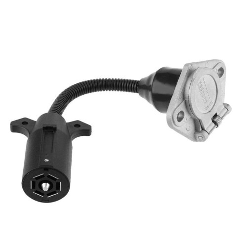 7 Way Blade to 7 Pole Round Trailer Plug Adapter Vehicle RV Trailer ...