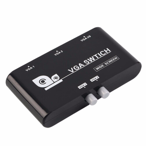 Mini 2 Port VGA Selector Box Multiple Inputs VGA/SVGA Manual Sharing ...