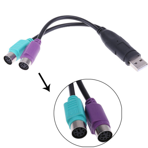 USB to Dual PS/2 Cable USB Male to Female PS/2 Adapter Converter ...
