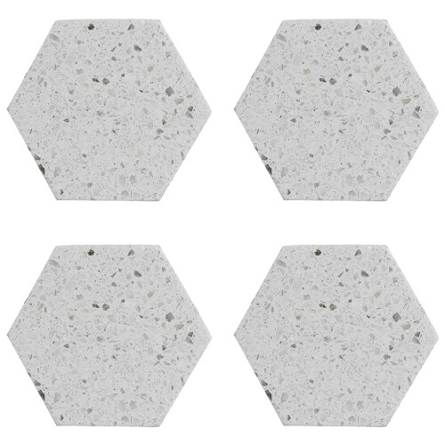 Typhoon Elements Terrazzo Hex Coasters Set of 4 Piece White on OnBuy
