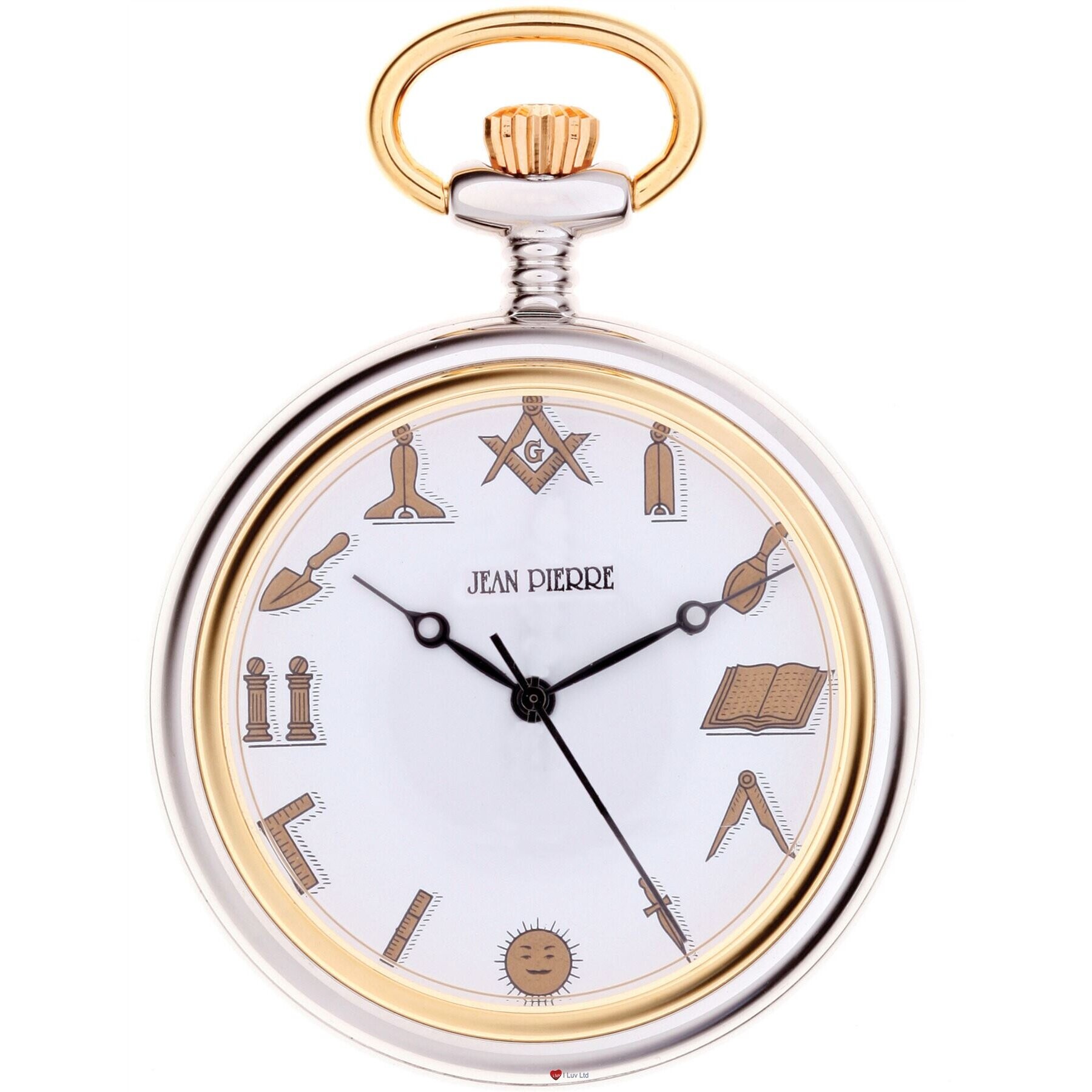 Masonic Open Face Pocket Watch Chromed Masonic Symbols Quartz on OnBuy