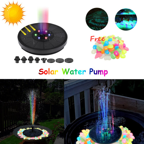 (With LED Light) Solar Powered Water Pump Watering Water Fountain for ...