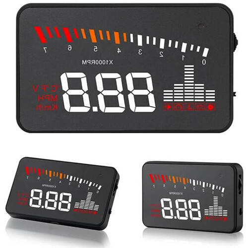 3" X5 OBD2 EOBD Head-Up Display Speedometer Windshield Projector RPM ...