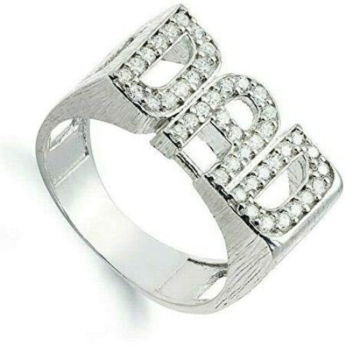 Sterling Silver DAD Ring 925 Hallmark Gemstone British Made Fathers Day ...