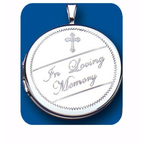 (No Chain) Silver Memorial Round Locket In Loving Memory 925 Hallmark ...