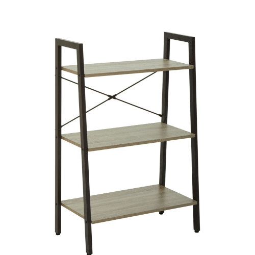 Three Tier Grey Oak Veneer Ladder Shelf Unit, Functional Industrial ...