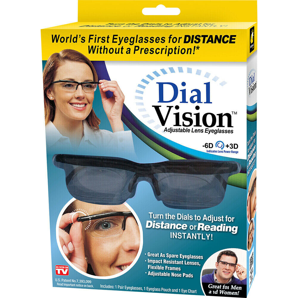 NEW DIAL VISION ADJUSTABLE LENS EYES GLASSSES FOCUS READING TV DRIVING ...