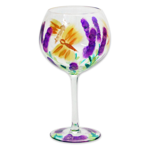 Hand Painted Butterfly Wine Cocktail Copa Gin Glass Floral Flowers Cup ...