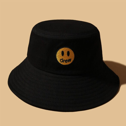 (Black) Drew House Smile Bucket Hat Outdoor Sunproof Cap on OnBuy