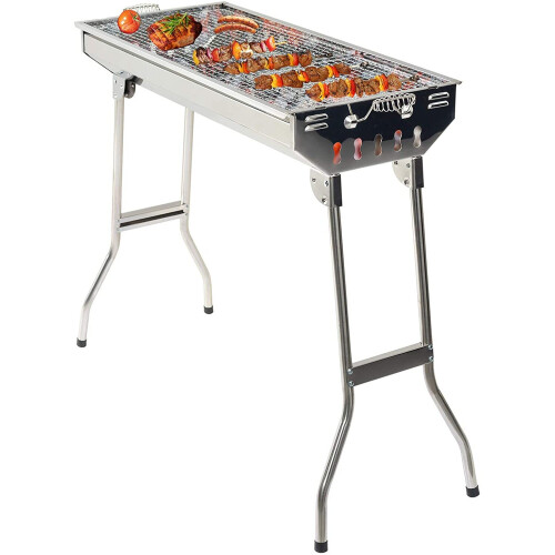 GRANDMA SHARK BBQ Grill, Stainless Steel Barbecue Grill with Stand ...