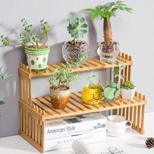 Wooden Plant Flower Pot Display Stand Shelves Outdoor Indoor Storage ...