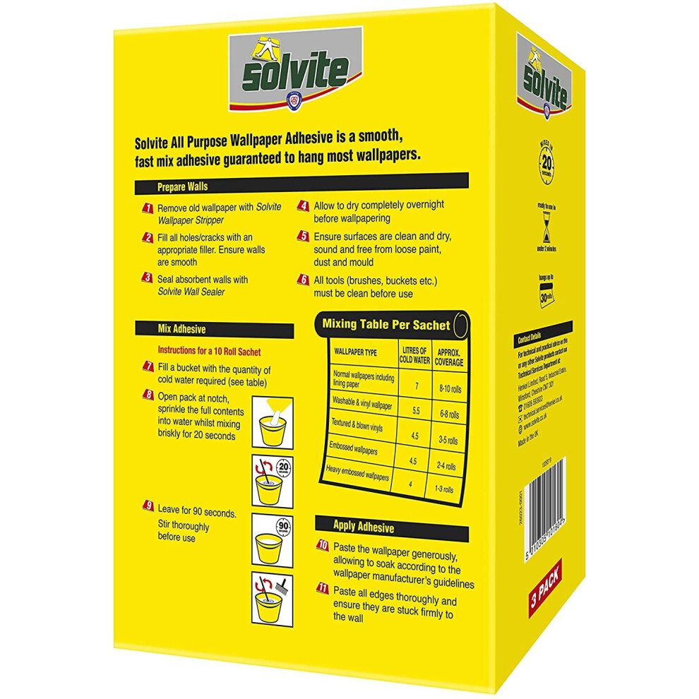 Solvite All-Purpose Wallpaper Adhesive, Reliable Adhesive for Wallpaper ...