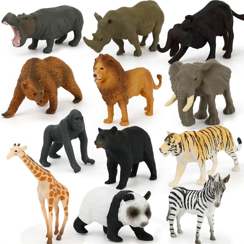 (Wild Animals 12pcs Set) 12pcs Kids Toys Sea Zoo Set Wild Animals Toys ...