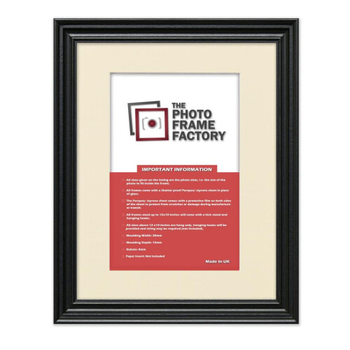 (Black Frame Ivory Mount, A5 Pic (A4 Frame)) Picture Frames Swept Style ...