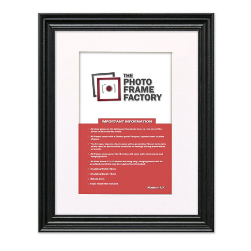 (Black Frame White Mount, 14x14 Pic (16x16 Frame)) Picture Frames Swept Style Photo Frames ...