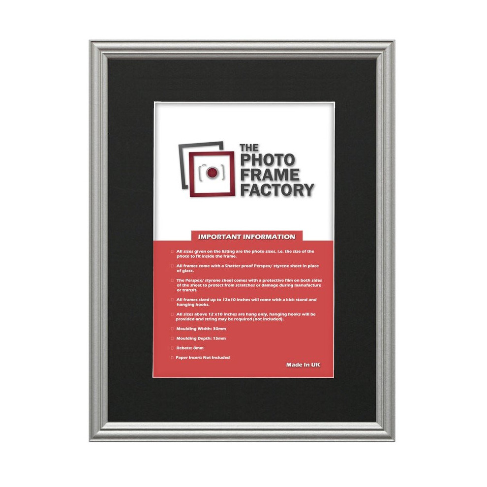 (Silver Frame Black Mount, 24x20 Pic (28x24 Frame)) Silver Antique ...