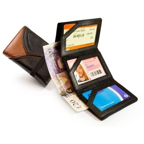 TUFF LUV Faux Leather Tri-Fold Commuter Wallet Train Ticket / Bus Pass ...