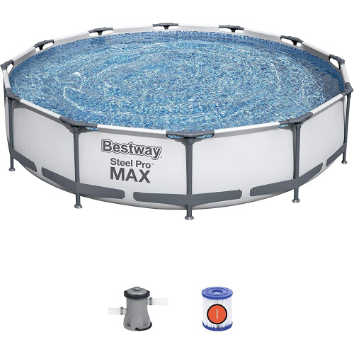 Bestway BW56416 Swimming Pool with Filter Pump, Steel Pro Max, 30 Inch ...
