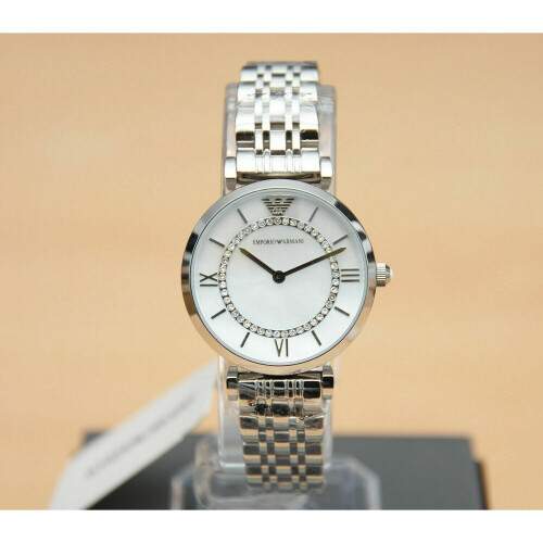 Emporio Armani Ladies Watch - Mother Of Pearl Dial - Stainless Steel ...