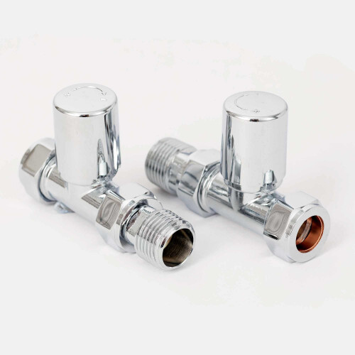 Greenedhouse Modern Chrome Straight Radiator/Towel Rail Valve Set 1/2 ...