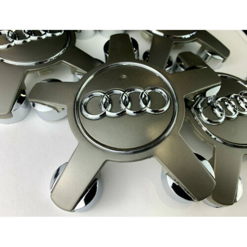4 x Audi Alloy 5 Star Spyder Wheel Centre Caps Grey Hub Badge 135mm on ...