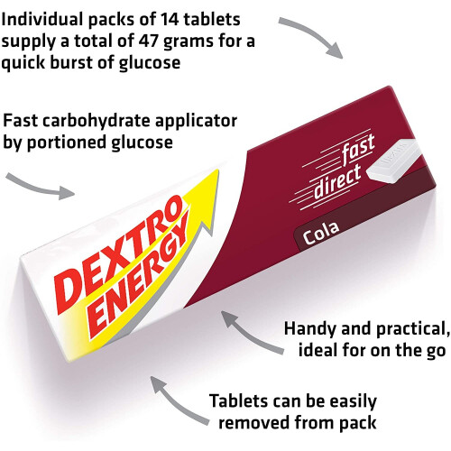 Dextro Energy Cola Glucose Tablets, 47 g, 24 Packs, Energy Tablets, for ...