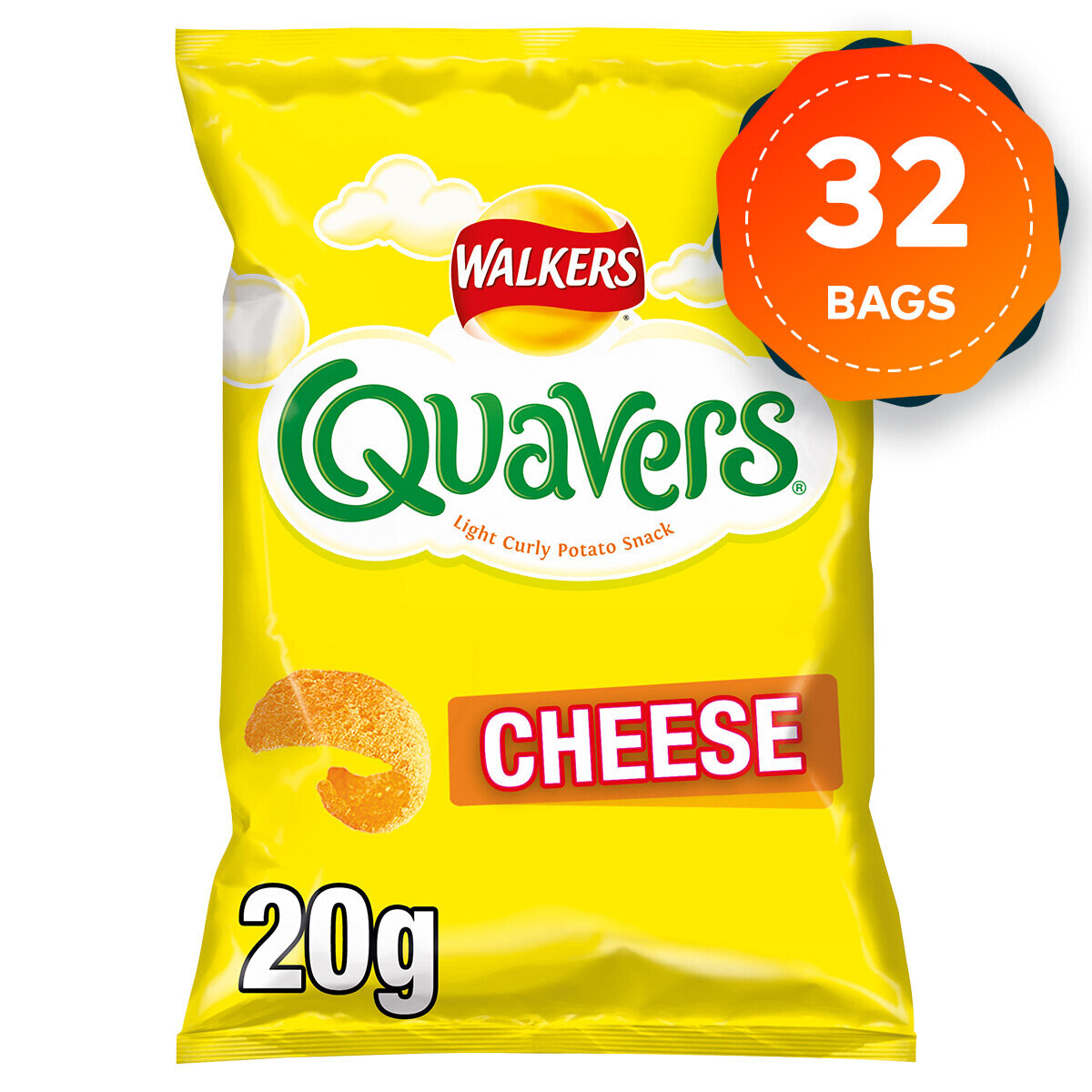 32 Bags of Walkers Quavers Cheese Snacks 20g on OnBuy