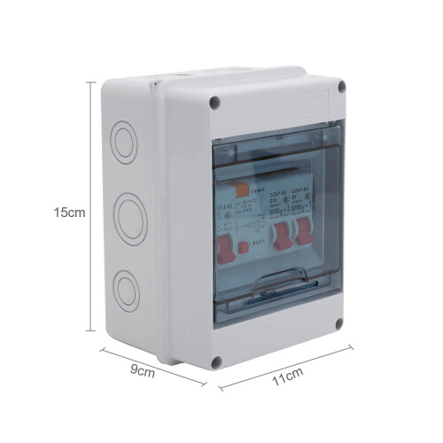 2 Way Garage Weatherproof Enclosure 40A 30mA RCD MCB Fuse Box on OnBuy