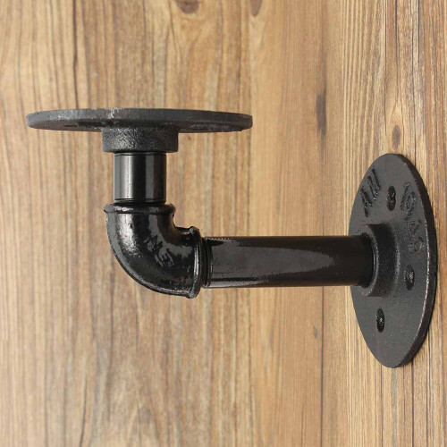 6Pcs Pipe Shelf Brackets Industrial Iron Wall Floating Shelves Support ...