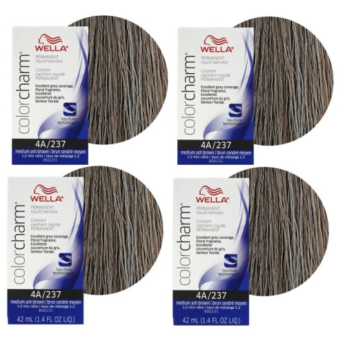 (4A - pack of 4) Wella 7A Medium Smokey Ash Blonde Color Charm ...