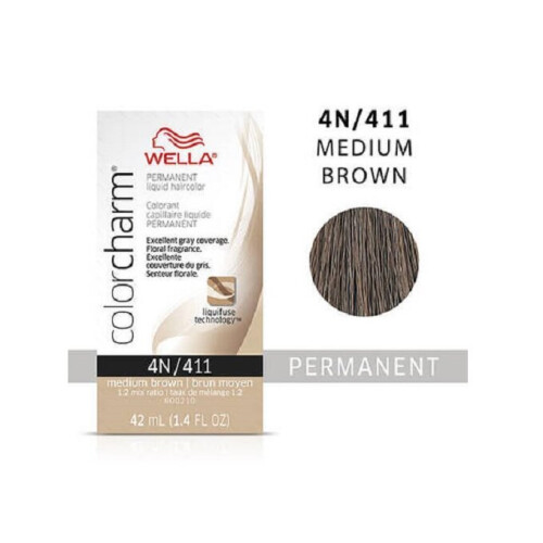 (4N Medium Brown) Wella 4N Medium Brown Color Charm Permanent Liquid ...